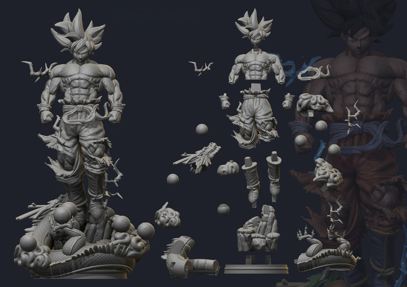 Goku SSJ 3 Full Vers , Goku 3D Printing STL File, 3D Statue Design ...